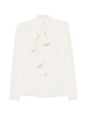 Chloé Silk Shirt With Pointed Collar And Bow Detail