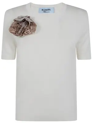 BLUGIRL Maglione With Floral Applique - White