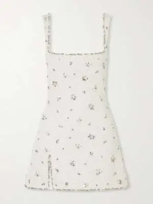 CLIO PEPPIATT Embellished Tulle Mini Dress - Ivory
