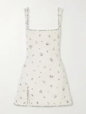 CLIO PEPPIATT Embellished Tulle Mini Dress - Neutrals