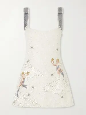CLIO PEPPIATT Cupid Embellished Tulle Mini Dress - White