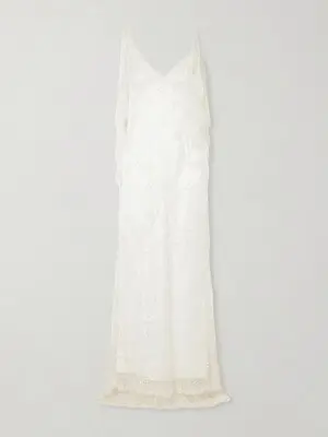 CLIO PEPPIATT Freya Embellished Draped Tulle Gown - Neutrals