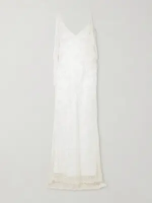 CLIO PEPPIATT Freya Embellished Draped Tulle Gown