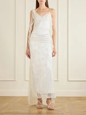 CLIO PEPPIATT Freya Embellished Draped Tulle Gown