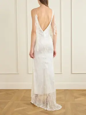 CLIO PEPPIATT Freya Embellished Draped Tulle Gown