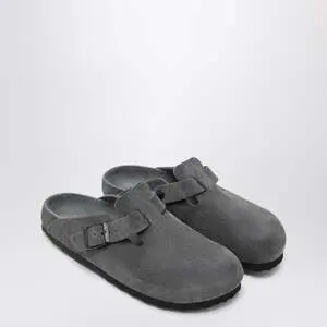 BIRKENSTOCK Suede Boston Clogs - Black