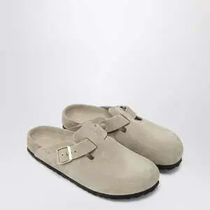 BIRKENSTOCK Boston Exquisite Suede Clogs - Beige