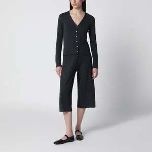 THE ROW Cresp V-neck Ribbed Cotton Cardigan - Grey