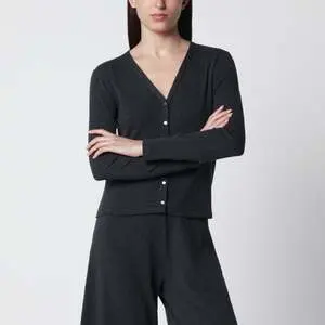 THE ROW Cresp V-neck Ribbed Cotton Cardigan - Grey