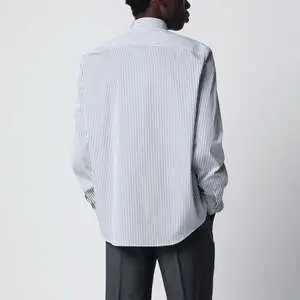Valentino Garavani Ivory/green Striped Shirt With Vlogo