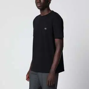 Valentino Garavani Cotton T-shirt With Vlogo Embroidery - Black