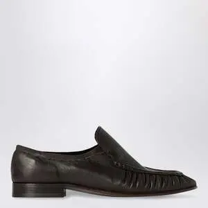 THE ROW Two Soft Nappa Leather Loafers In Lacquer - Brown