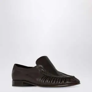 THE ROW Two Soft Nappa Leather Loafers In Lacquer - Brown