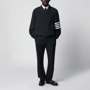 Thom Browne Navy Zip-up Jacket With Four Stripes