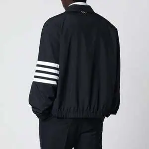 Thom Browne Navy Zip-up Jacket With Four Stripes