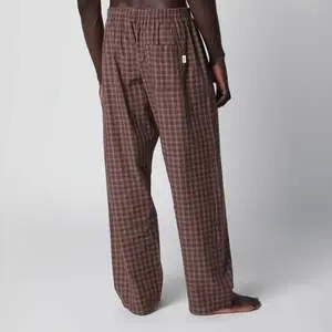 TEKLA Serra-colored Cotton Pajama Pants With Check Pattern