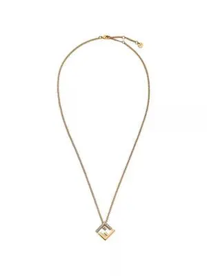 Fendi Crystal-embellished Ff Motif Necklace - Gold