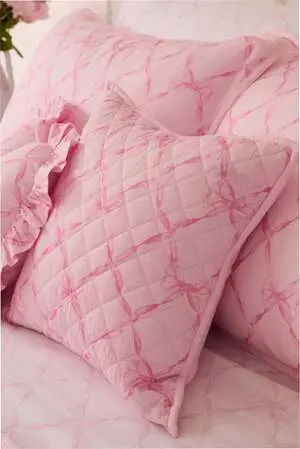 LoveShackFancy Sweetheart Quilted Throw Pillow - Raspberry Rose