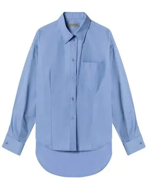 Balenciaga Classic Cotton Shirt With Logo Detail - Blue
