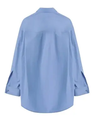 Balenciaga Classic Cotton Shirt With Logo Detail - Blue