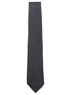 Giorgio Armani Silk Tie With Geometric Pattern - Black