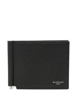 Givenchy Bifold Cardholder In Leather With Banknote Clip - Black