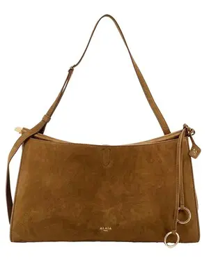 Alaïa Le Click Pocket 35 Shoulder Bag In Suede - Green