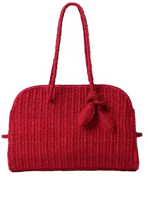 Jacquemus Le Turismo Raffia Tote Bag - Red