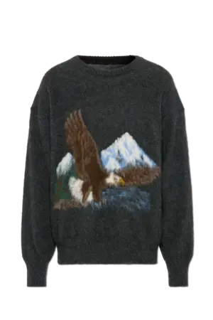 MAISON MARGIELA Wool Sweater With Eagle Landscape Motif - Grey