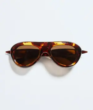 Bottega Veneta Sardine Aviator Sunglasses - Havana/brown