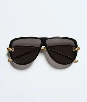 Bottega Veneta Knot Aviator Sunglasses - Black/gray