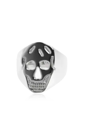 Alexander McQueen Skull Motif Signet Ring - Silver