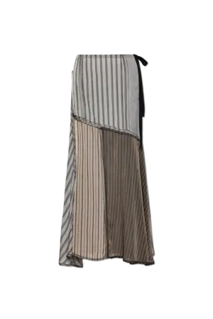 MAISON MARGIELA Asymmetrical Striped Maxi Skirt With Raw Edge Hem