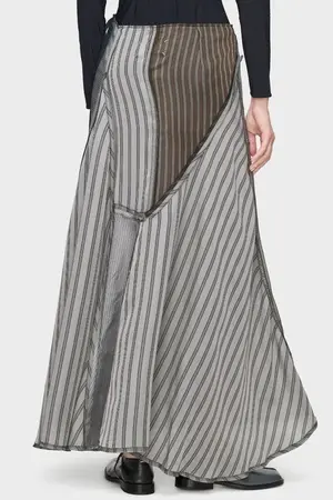 MAISON MARGIELA Asymmetrical Striped Maxi Skirt With Raw Edge Hem