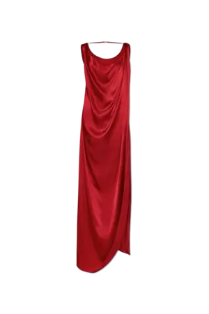 MAISON MARGIELA Satin Maxi Dress With Slit - Red