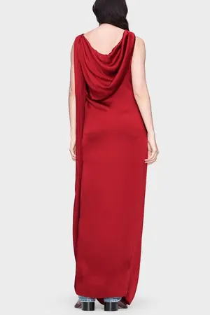 MAISON MARGIELA Satin Maxi Dress With Asymmetrical Strap And Slit