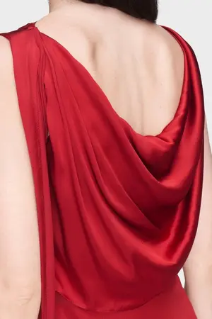 MAISON MARGIELA Satin Maxi Dress With Asymmetrical Strap And Slit