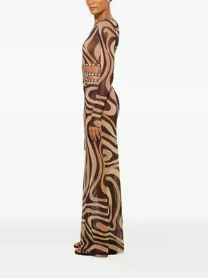 Emilio Pucci Marmo Print Tulle Crop Top