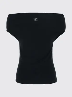 SEMICOUTURE Off-the-shoulder Jersey Top - Black