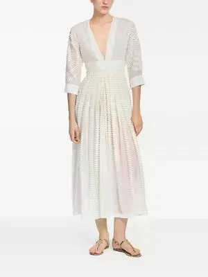 Elie Saab V-neck Ladder-stitch Dress - White