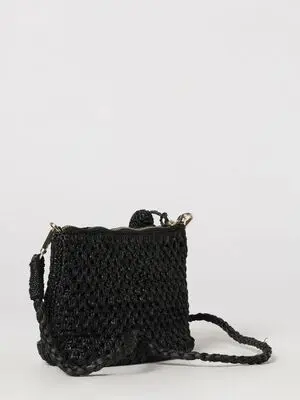 MC2 SAINT BARTH Mini Crochet Raffia Bag With Tassels - Black