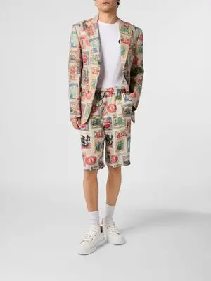 BILLIONAIRE Knee-length Printed Linen Shorts