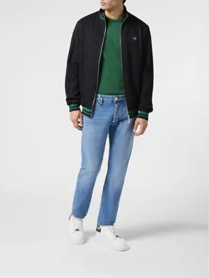 Philipp Plein Textured Zip-up Jacket - Black