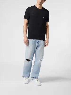 Philipp Plein Cotton Jumper With Perforated Monogram