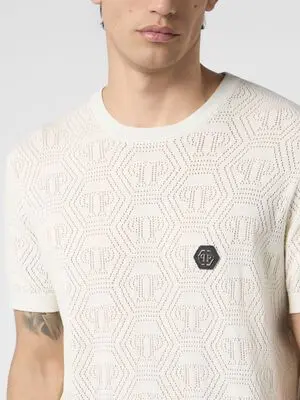Philipp Plein Cotton Jumper With Perforated Monogram