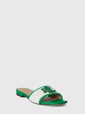 Ralph Lauren Everley" Mule Sandals In Canvas And Leather