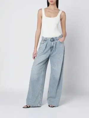HAIKURE Pleated Wide Leg Jeans - Denim
