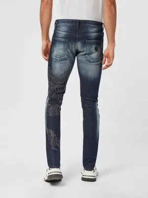 Philipp Plein Embellished Straight Leg Jeans - Grey