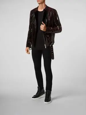 Philipp Plein Leather Biker Jacket