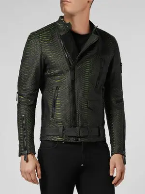 Philipp Plein Textured Moto Jacket - Black